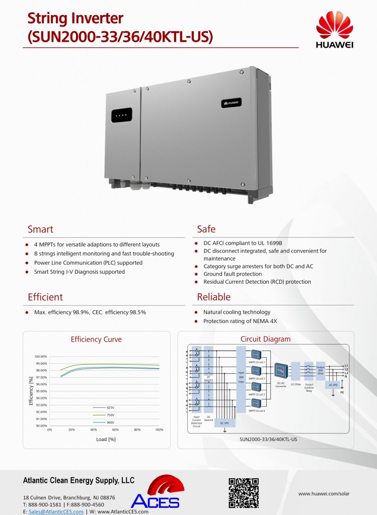 HUAWEI 33KW/36KW/40KW 1000V System String Inverter – ACES – Atlantic ...